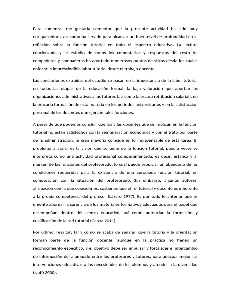 Importancia de la Función Tutorial | PDF | Maestros | Educacion Docente
