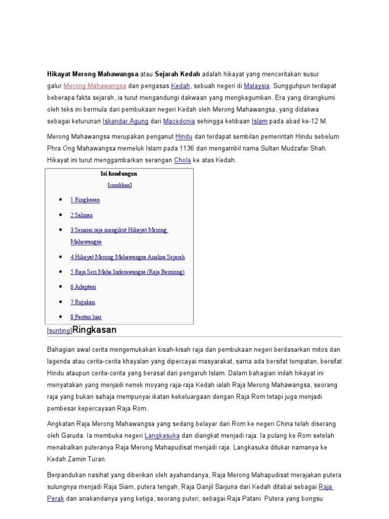 Hikayat Merong Mahawangsa | PDF | Sejarah