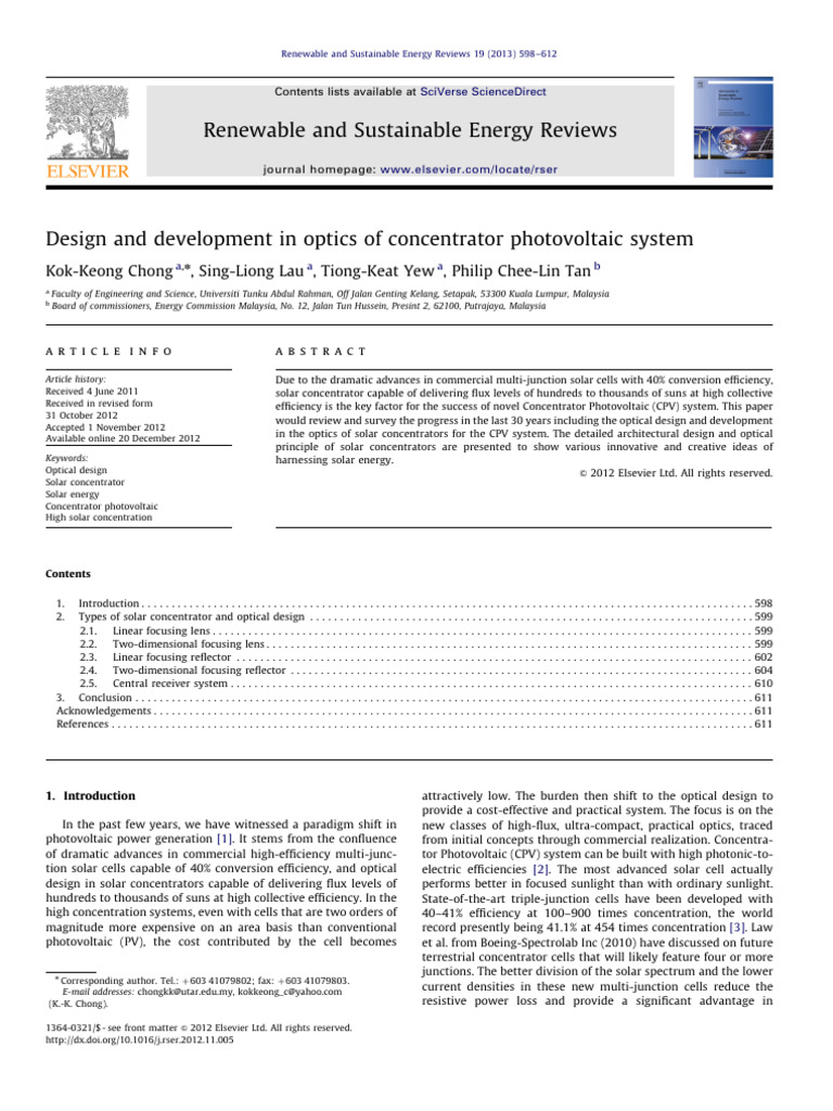 Design and Development in Optics of Concentra - 2013 - Renewable and ...