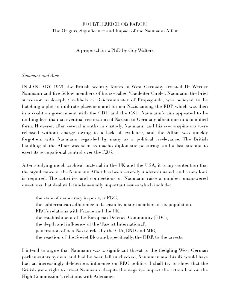 Fourth Reich or Farce The Origins Signif | PDF | West Germany | Nazism