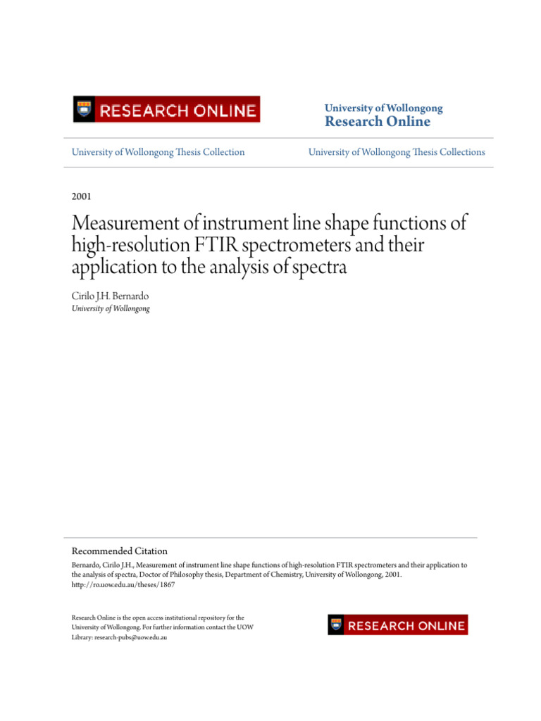 Measurement of Instrument Line Shape Functions of High-Resolution | PDF ...