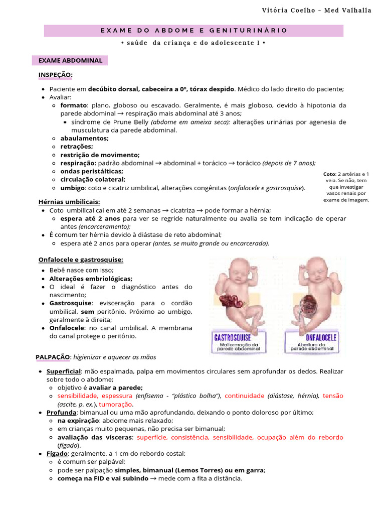 Prática Ped - Exame Do Abdome e Geniturinário | PDF | Especialidades médicas
