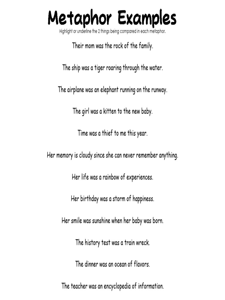 Metaphor Exercise | PDF