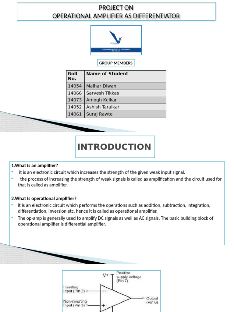 Operational Amplifier Differentiator Guide | PDF | Operational Amplifier | Amplifier