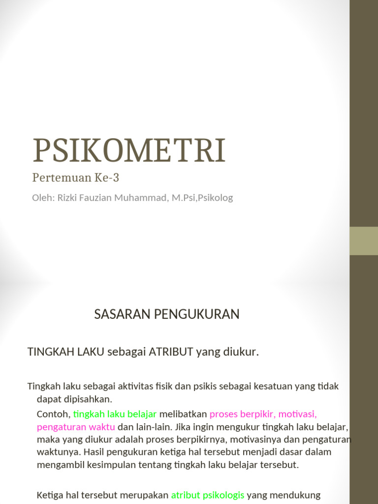 Pertemuan Ke-3 (Psikometri) | PDF