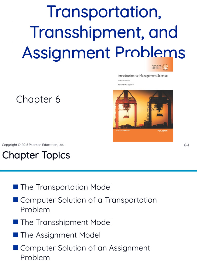 Handout - Ch 6 Taylor Transportation transshpment Assignment | PDF | Linear Programming ...