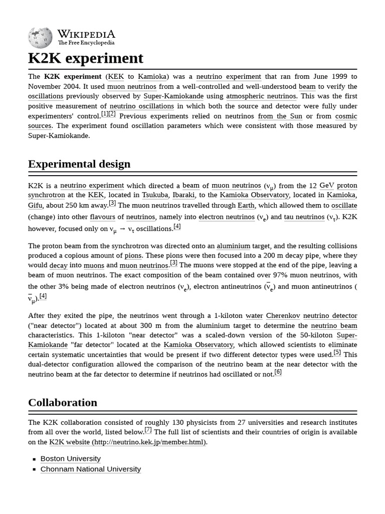 K2K Neutrino Oscillation Experiment | PDF | Nuclear Physics | Particle ...