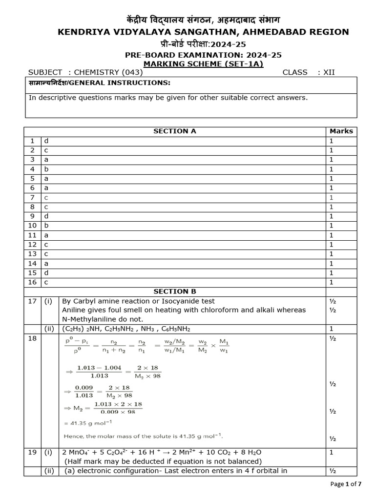 SET-1 A MS CHEM XII | PDF | Solvation | Chemical Bond
