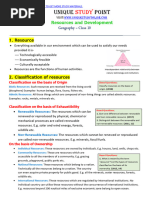 Resources and Development Class 10 | PDF