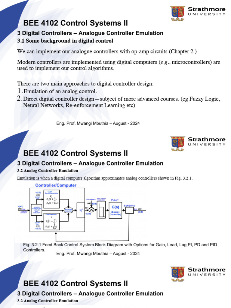 BSC EEE BEE 4102 Control Systems II Lecture 4 Digital Controllers | PDF | Analog To Digital ...