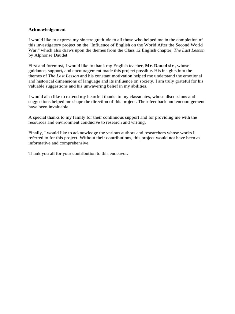 Acknowledgement For English | PDF