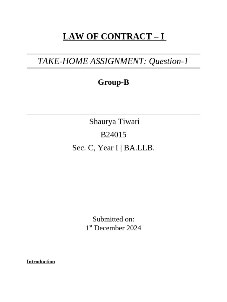 CONTRACTS Take-Home Assignment | PDF | Offer And Acceptance ...