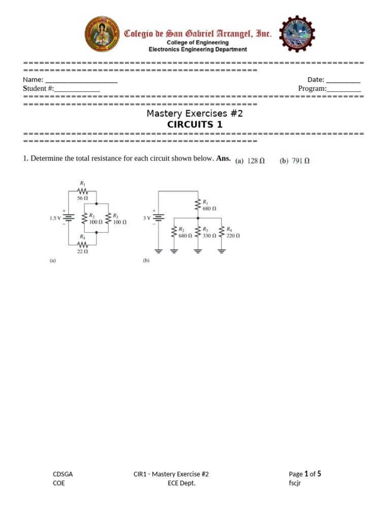 Mastery Exercises 2 | PDF
