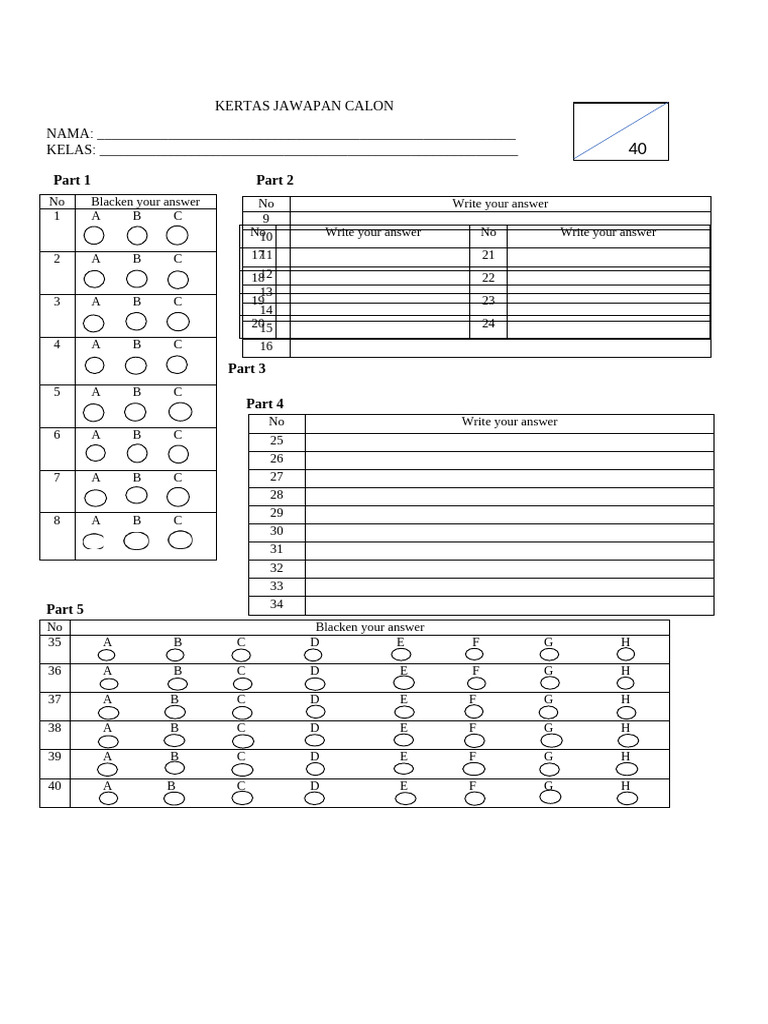 Answer Sheet | PDF
