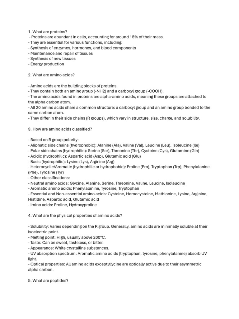 Chapter 4 Proteins and Amino Acids | PDF | Amino Acid | Proteins