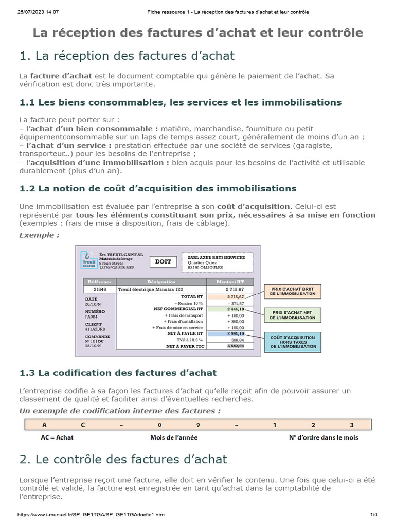 Contrôle des factures d'achat en entreprise | PDF | Facture | Union ...