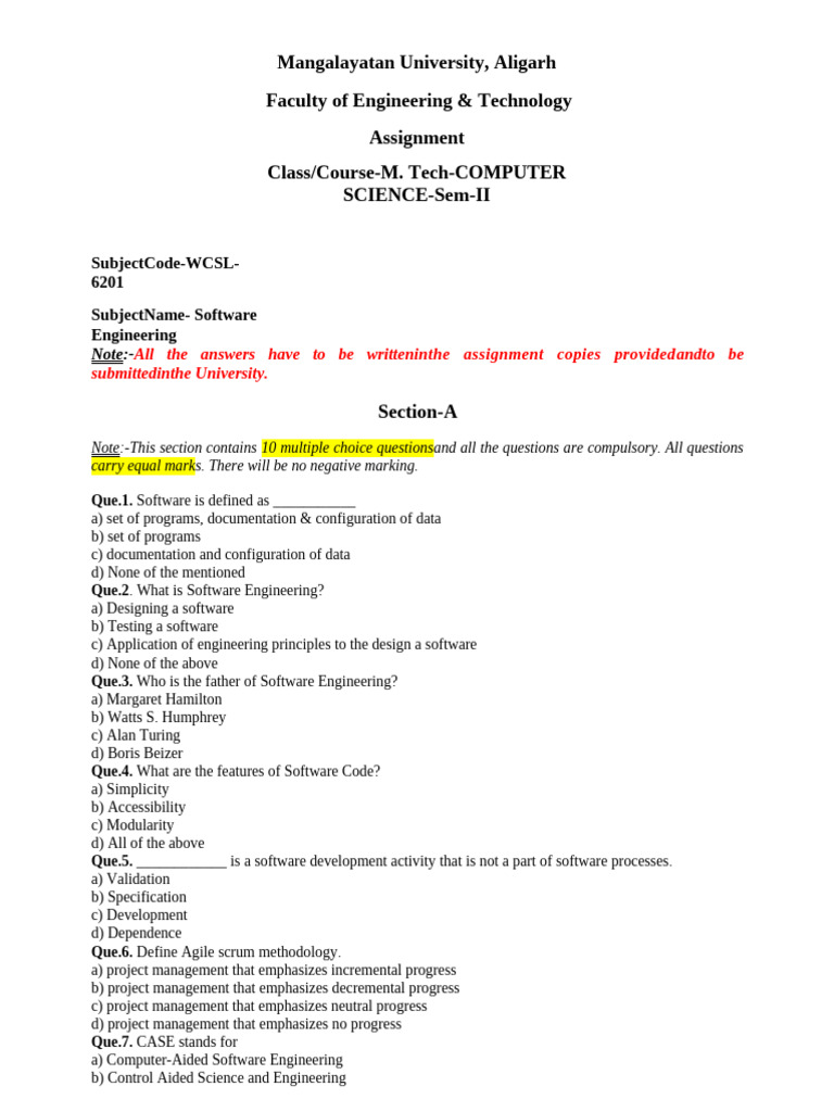 Assignment Software Engineering-1 | PDF | Software | Software ...