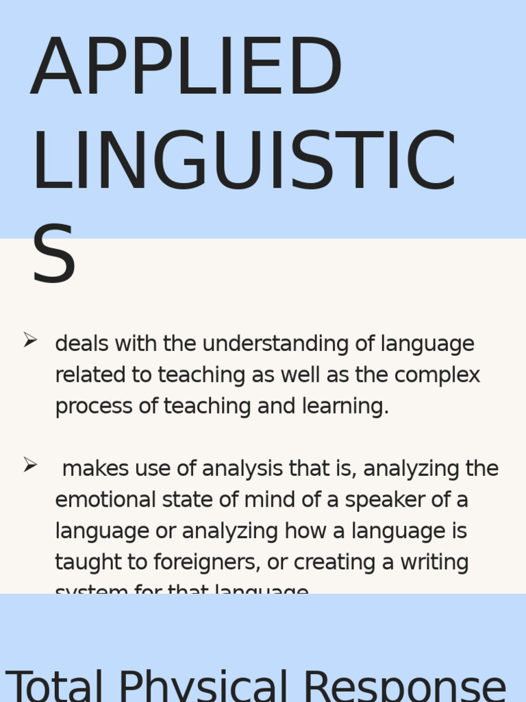 Applied Linguistics | PDF | Learning | Language Acquisition