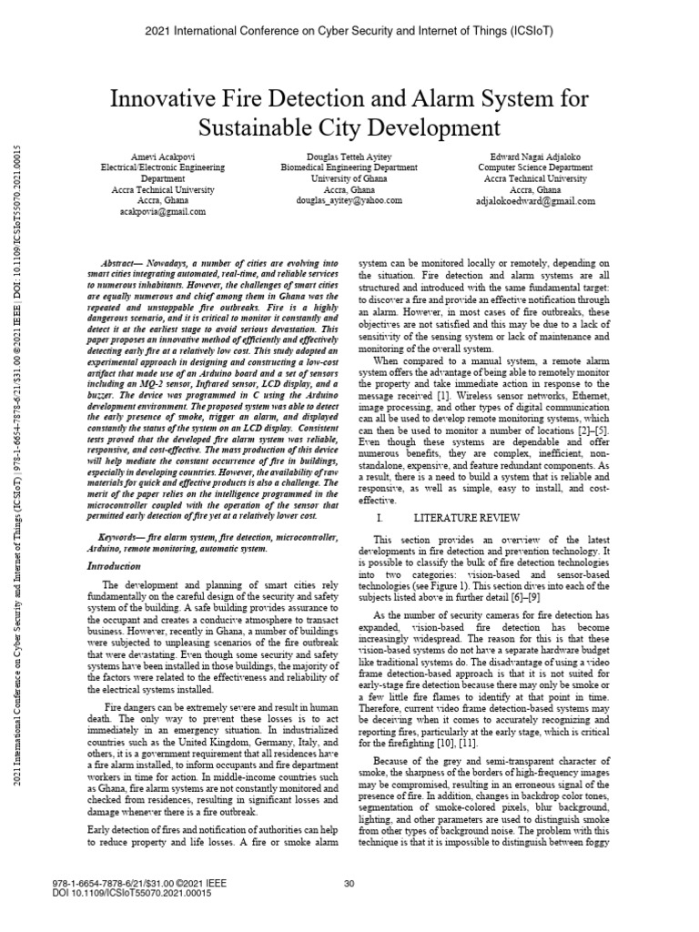 Innovative Fire Detection and Alarm System For Sustainable City ...