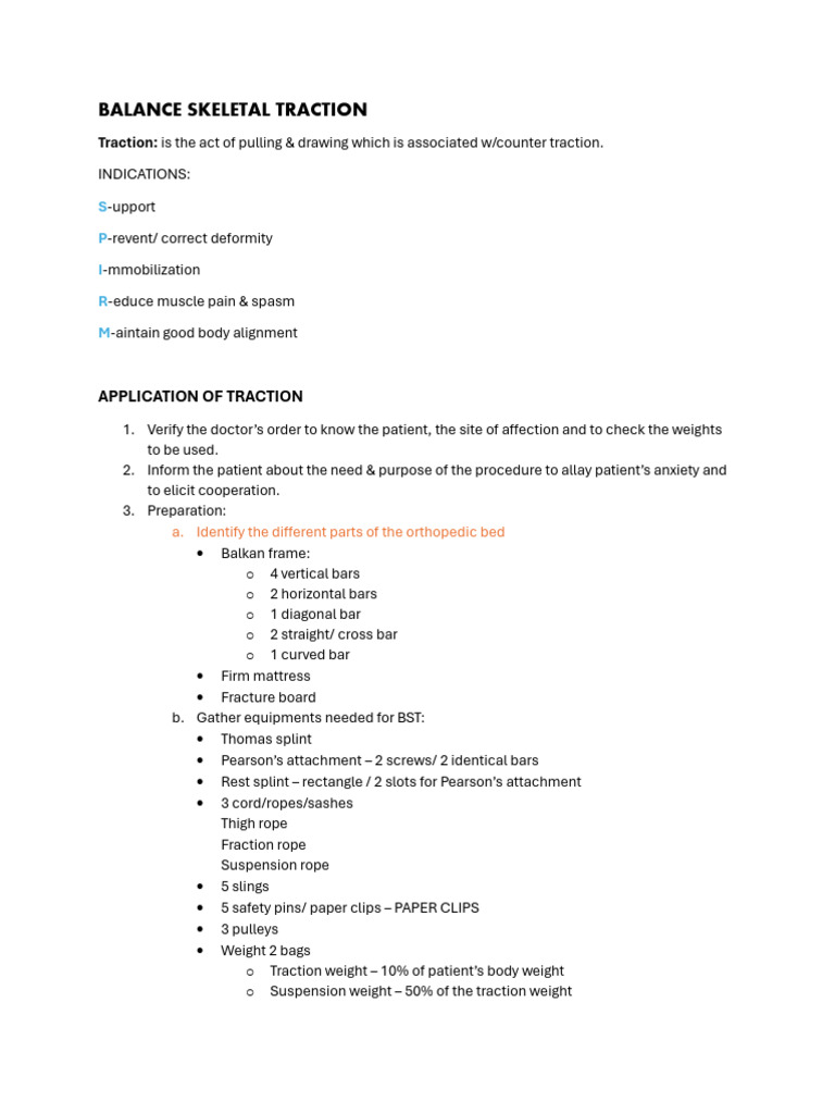Balance Skeletal Traction Notes | PDF | Knot