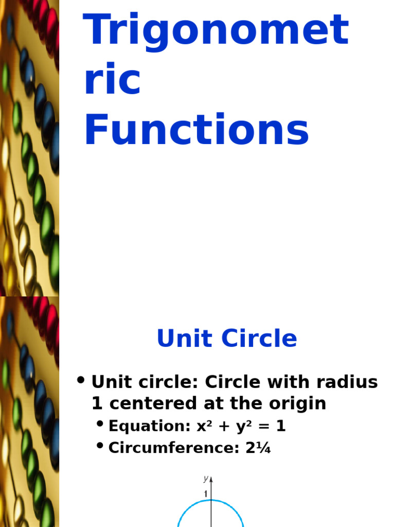 Unit Circle and Trig Functions Guide | PDF | Trigonometric Functions ...