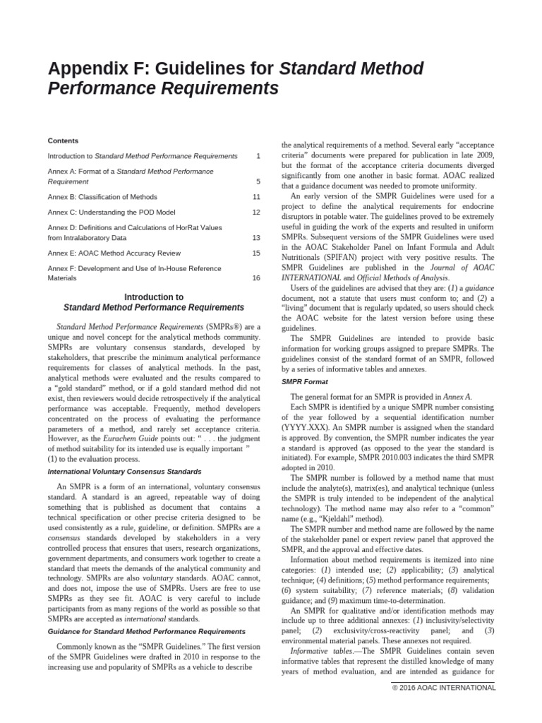 AOAC Appendix F Guidelines For Standard Method Performance Requirements | PDF | Accuracy And ...