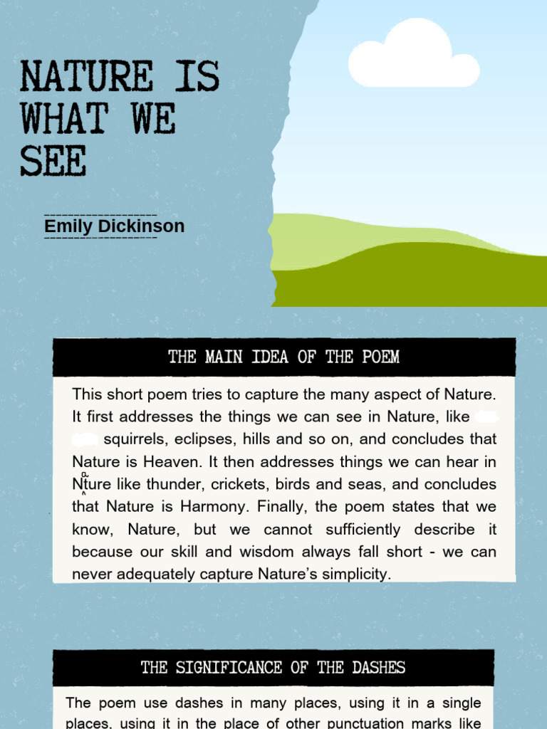 Emily Dickinson's Nature: A Poetic Analysis | PDF | Nature | Beauty