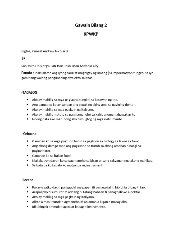 Gawain Bilang 2 kpwkp | PDF