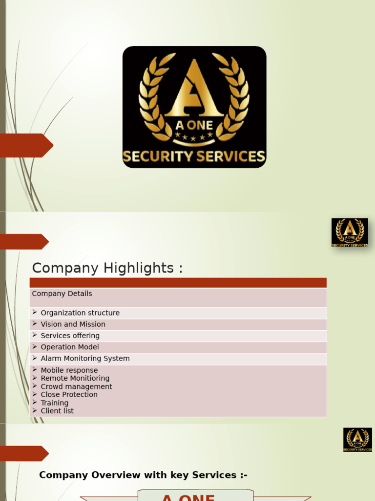 Aone Security Services PPT | PDF