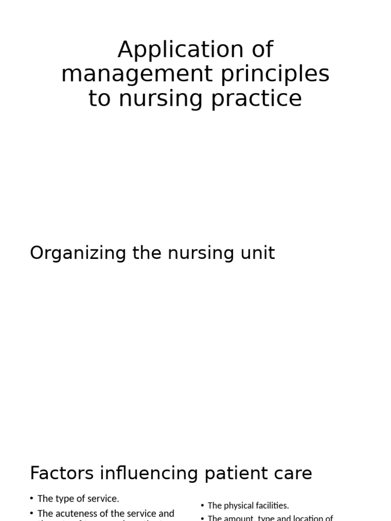 Nursing Management Principles Overview | PDF | Nursing | Hospital