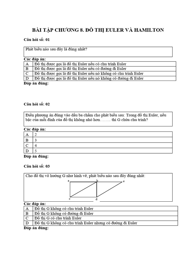 BTTN - Chuong 8 - DT Euler Và Hamilton | PDF
