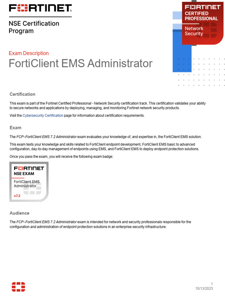 FortiClient EMS 7.2 Administrator Exam Description | PDF | Computing