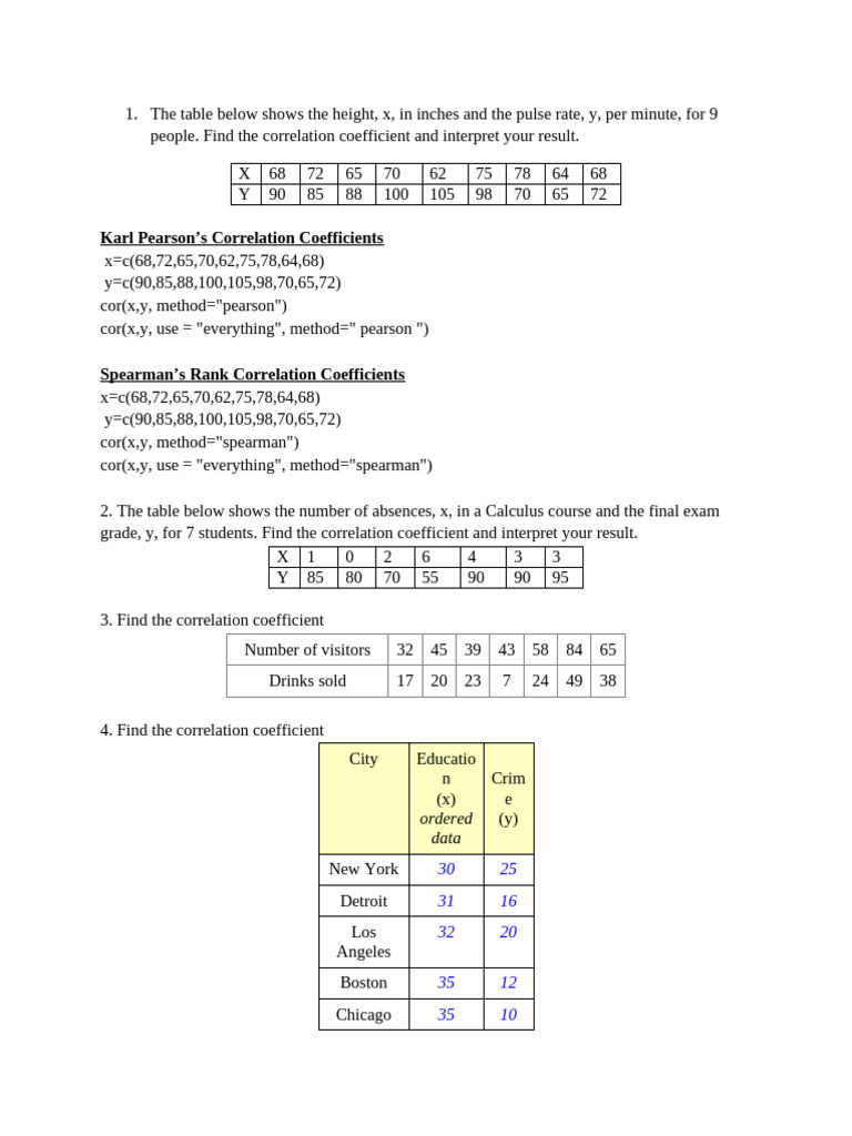 Correlation Coefficients Analysis Guide | PDF