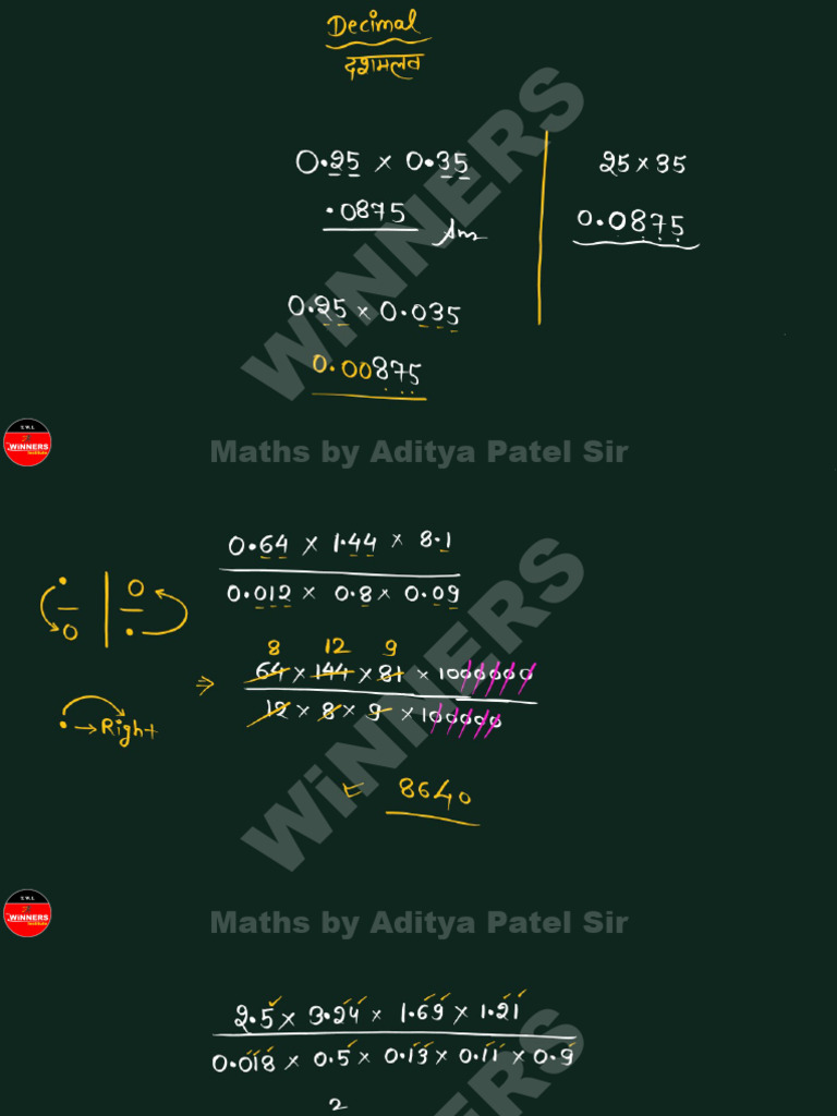 1786 Recorded Maths Foundation by Aditya Sir Class 8 Decimal | PDF
