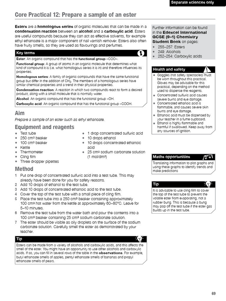 Core Practical 12 Model Answers | PDF | Ester | Redox