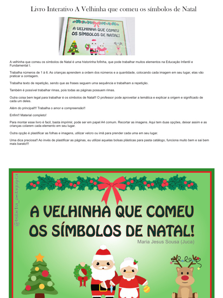 A Velhinha Que Comeu Os Simbolos de Natal Livro Interativo Bolacha Pedagogica | PDF | Natal ...