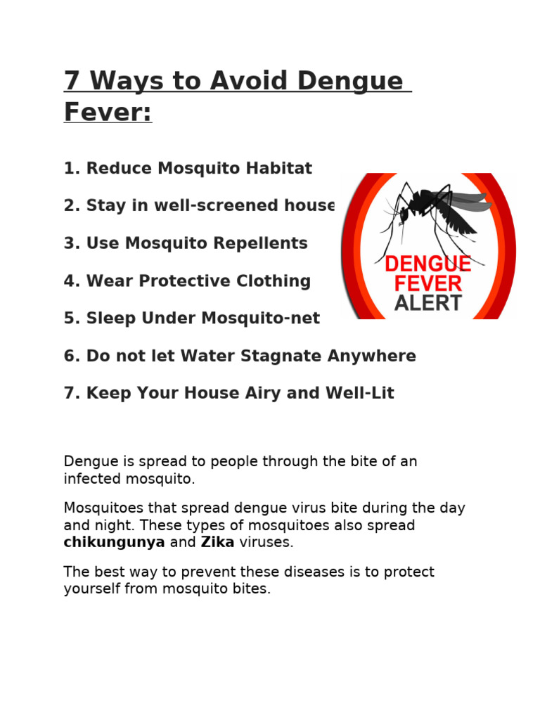 7 Ways To Avoid Dengue Fever | PDF