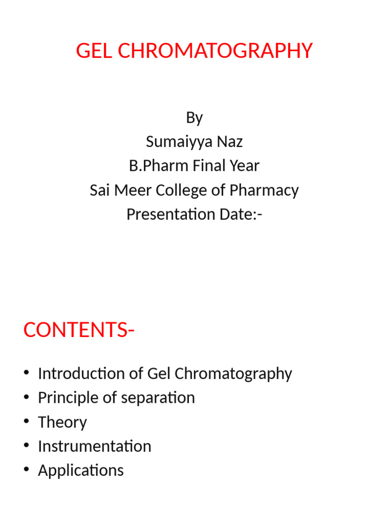 GEL CHROMATOGRAPHY | PDF | Chromatography | Materials Science