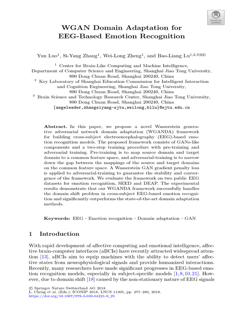 WGAN Domain Adaptation for EEG-Based Emotion Recognition | PDF ... WGAN Domain Adaptation for EEG-Based Emotion Recognition | PDF ...