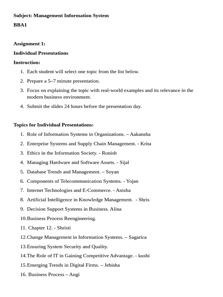Management Information System Topics | PDF