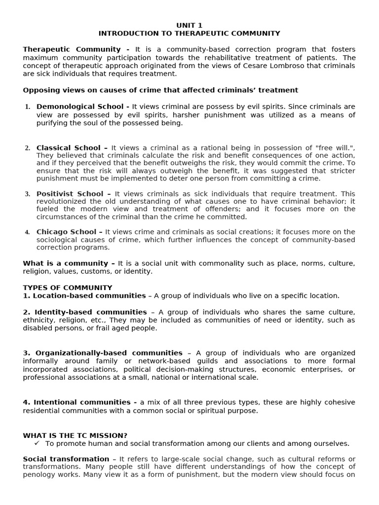 UNIT-1-TC | PDF | Punishments | Rehabilitation (Penology)