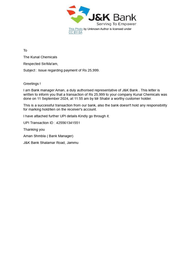 Payment Confirmation Notice | PDF