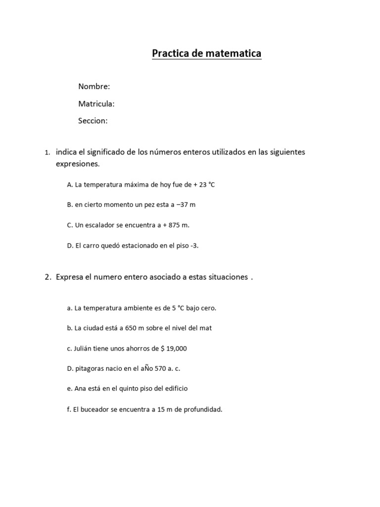 Practica de Mate | PDF | División (Matemáticas) | Matemática Elemental
