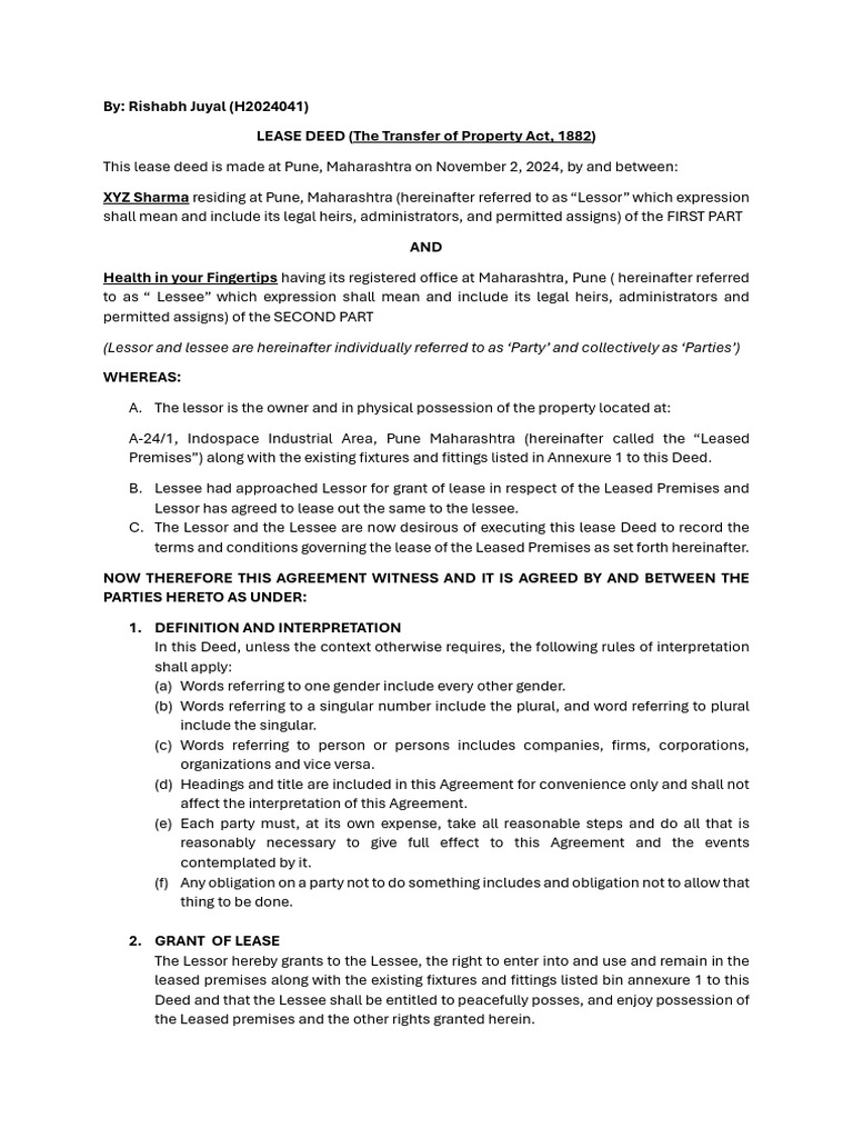 contract | PDF | Lease | Property Law