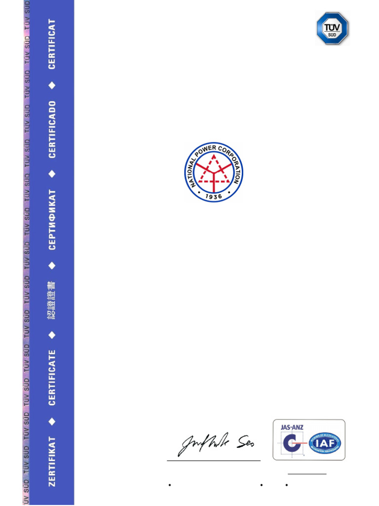 MinGen Pulangi4 QMS 082922-082825 | PDF | Certification | Professional ...