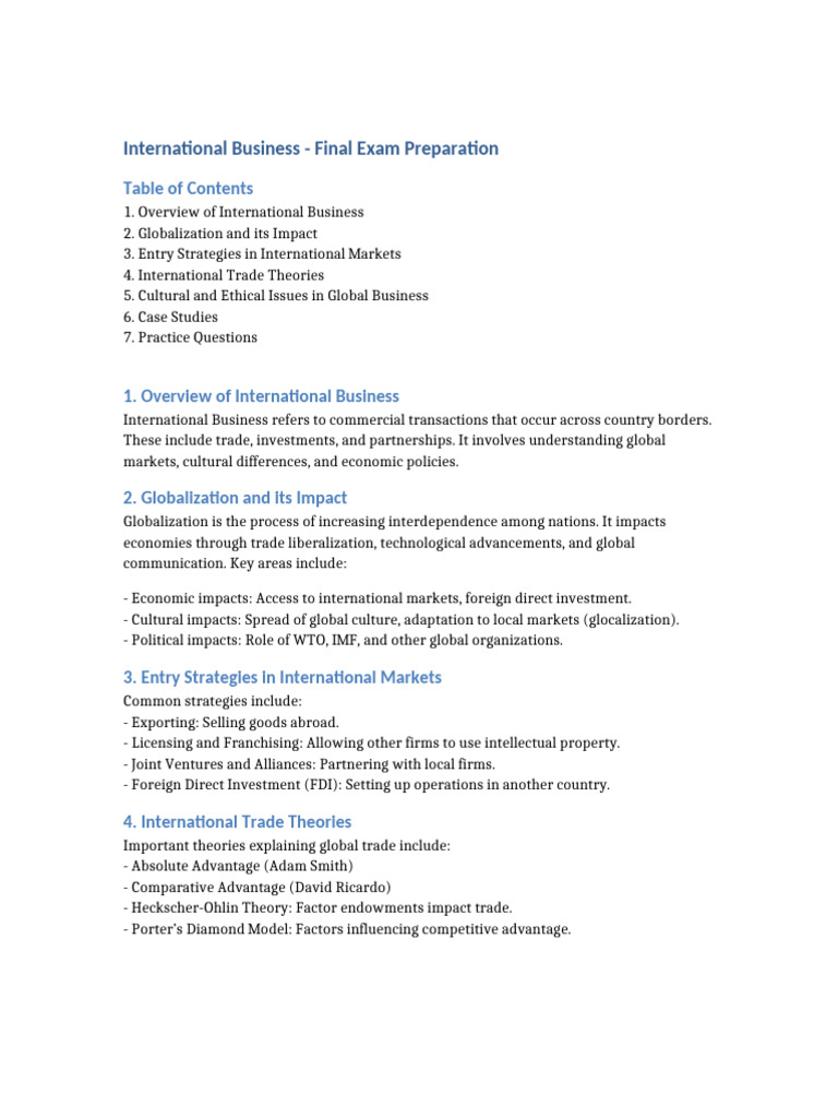 International_Business_Study_Guide | PDF | Market (Economics ...