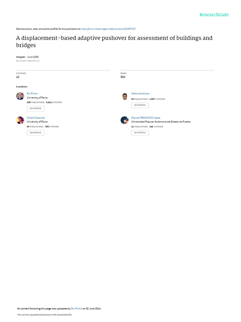A Displacement-Based Adaptive Pushover For Assessm | PDF | Earthquake Engineering | Applied And ...