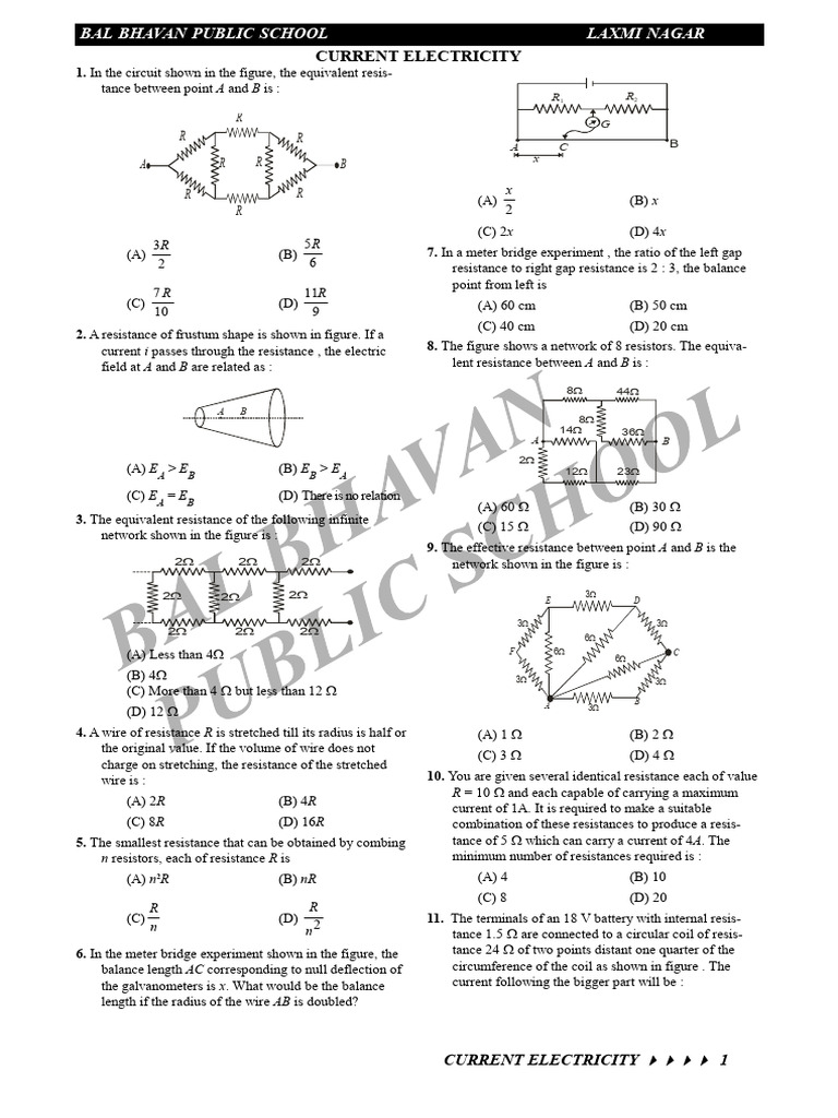 Current Electricity Objective | PDF | Electromagnetism | Quantity