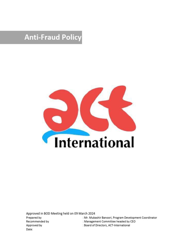AntiFraud-policy ACt-International | PDF | Board Of Directors | Justice