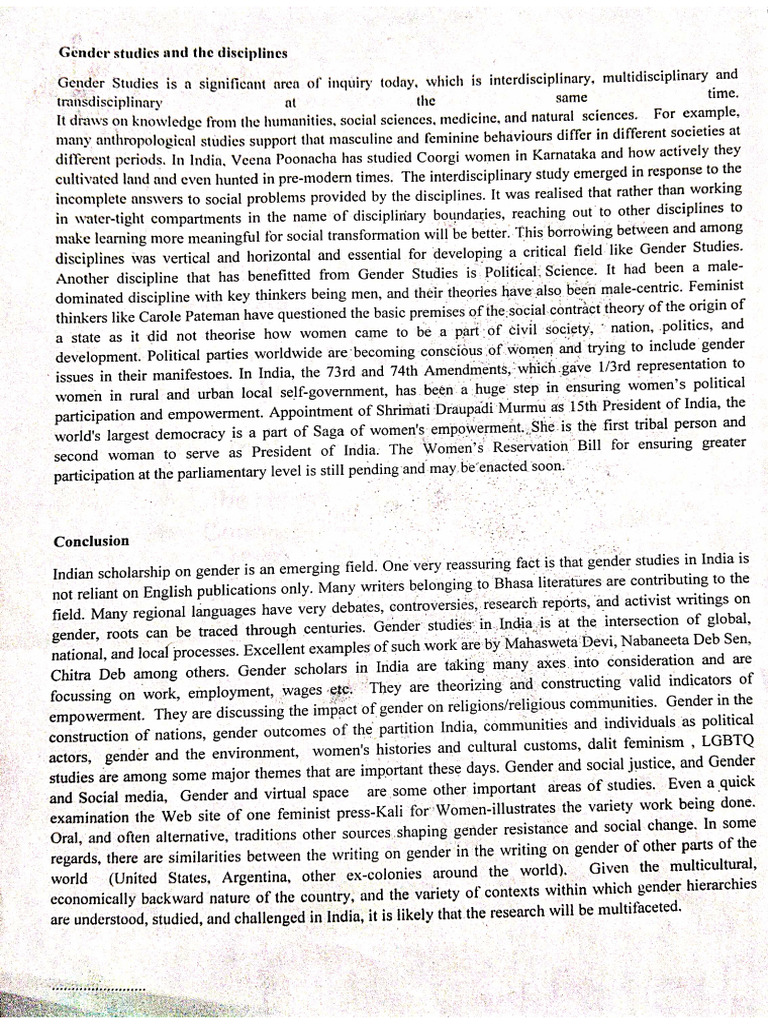 Gender Studies Paper | PDF